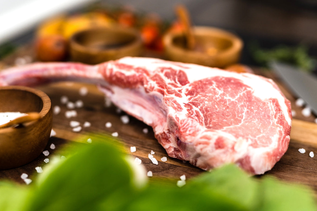 Niman Ranch Iberian Duroc All Natural Pork Tomahawk – The Standard Meat ...